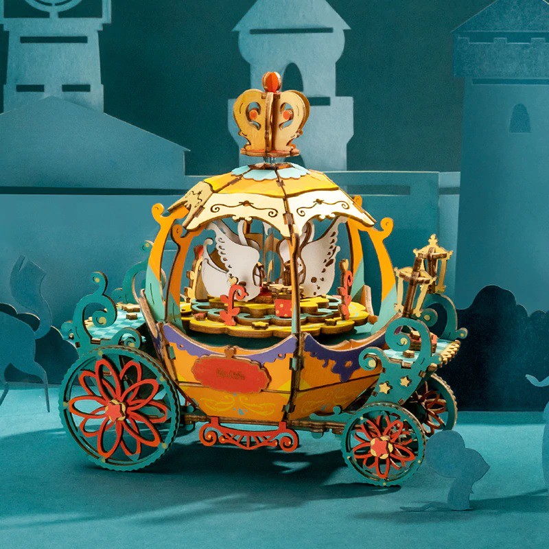 【READY STOCK🇲🇾】Pumpkin Carriage 3D Wooden Puzzle Moveable Music Box ...