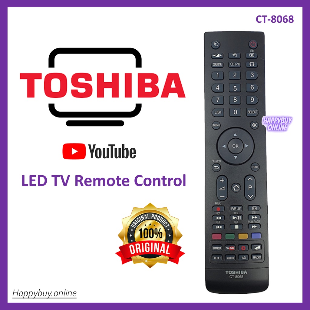 TOSHIBA Regza CT-8068 LED TV Remote Control CT-8068 Toshiba Original TV ...