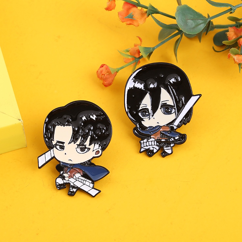 Anime Character Enamel Brooch Cartoon Manga Attack on Titan Lapel Pins ...