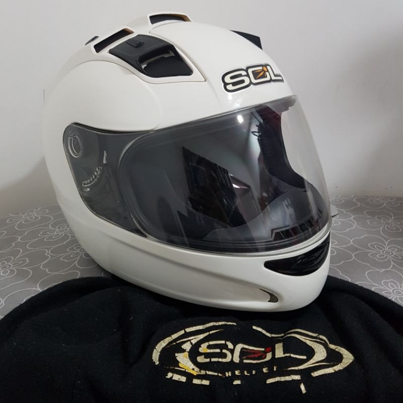Motorcycle Helmet SOL White Rare Used | Shopee Malaysia