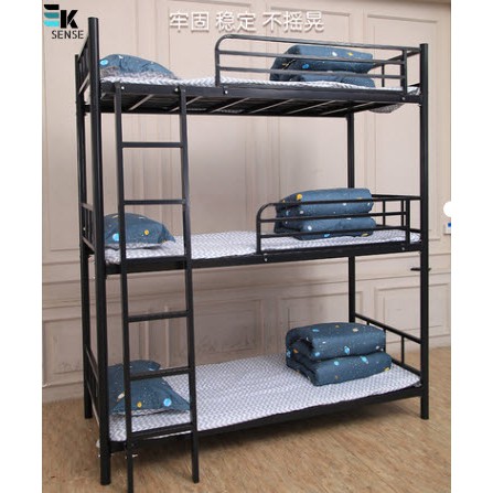 Wrought Iron Thicken Triple Decker Bed Three-layer Bed Home Hostel Dorm ...