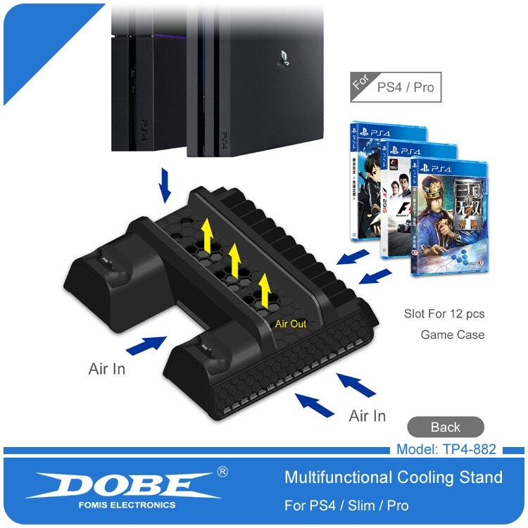 PS4 DOBE Multifunctional Cooling Fan Charging Stand [PS4 Slim / PS4 Pro ...
