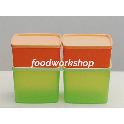 Tupperware Small Square Round Orange 500ml (2) + Medium Square Round ...