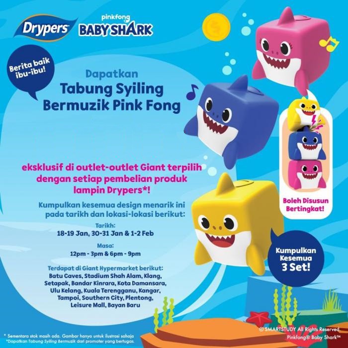 Drypers Pinkfong Baby Shark Series Musical Piggy Bank Coin money ...