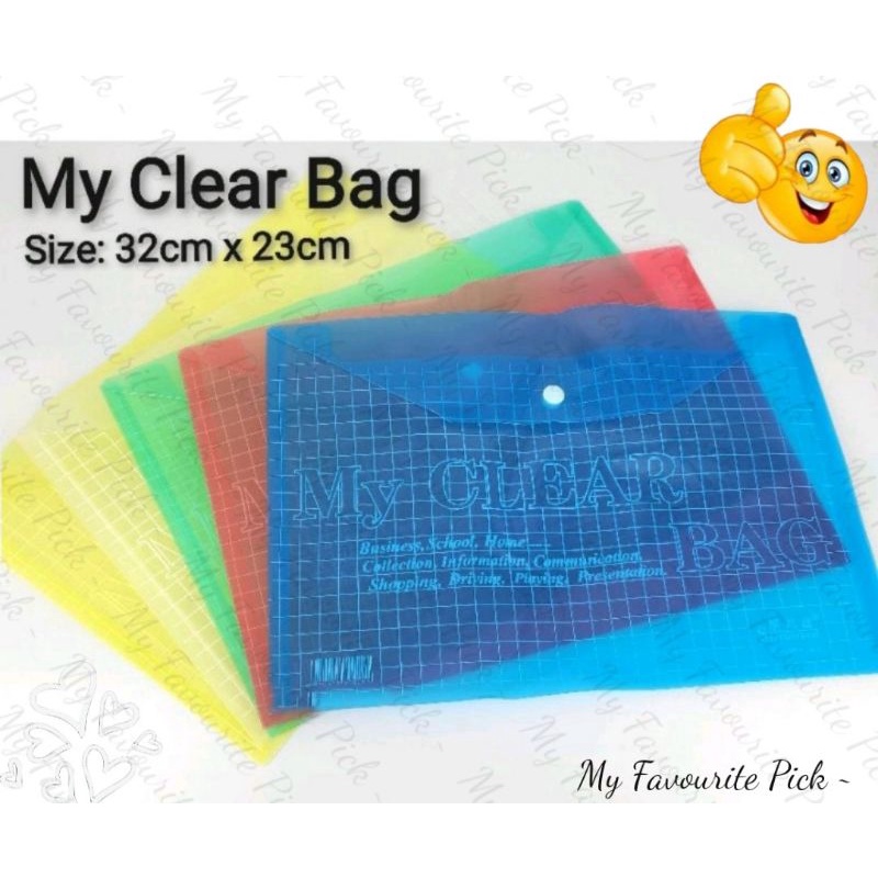 My Clear Bag A4 Button Pocket File/Bag 209A | Shopee Malaysia