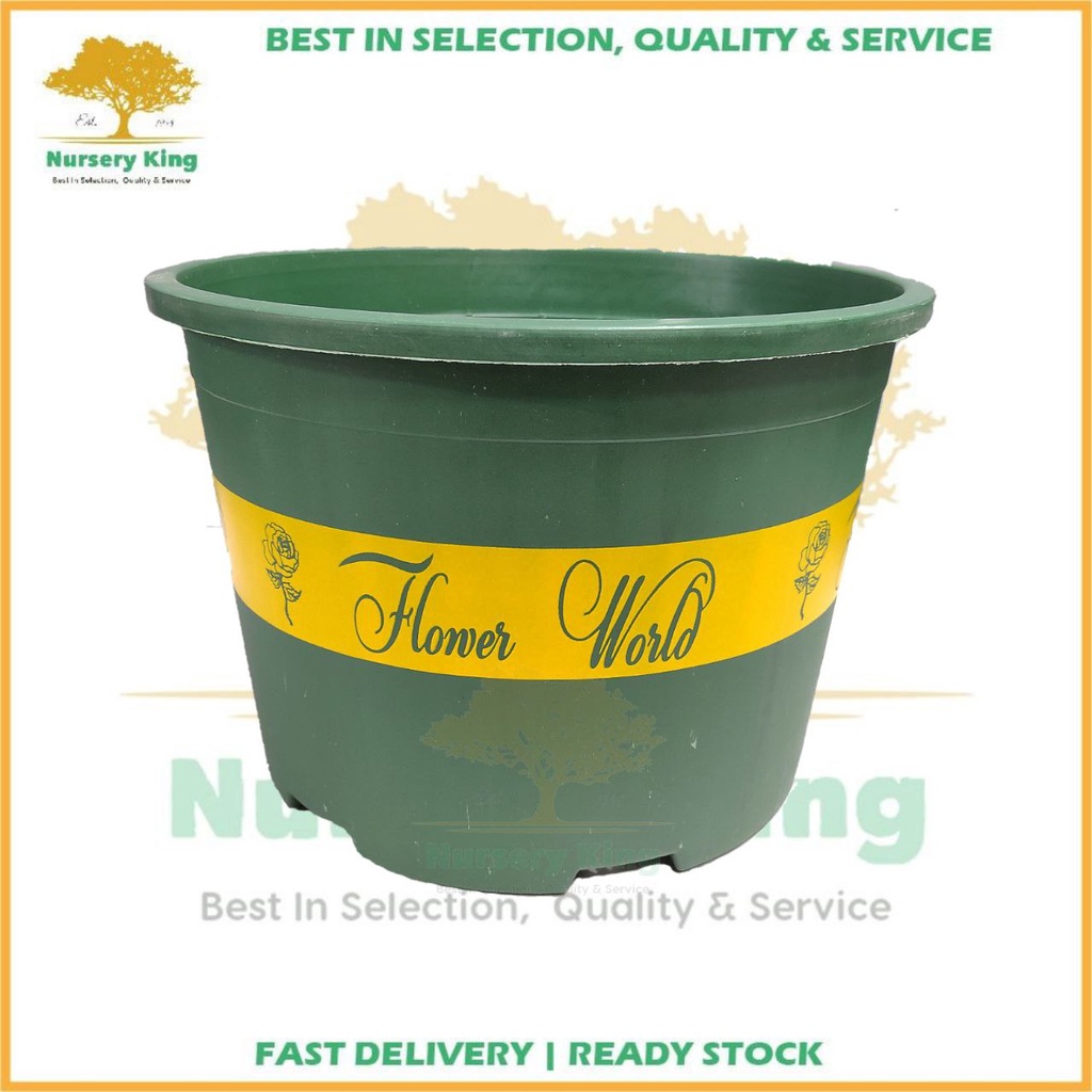 Pasu Bunga Besar Plastik Flower World Big Wide Plastic Pot Indoor ...