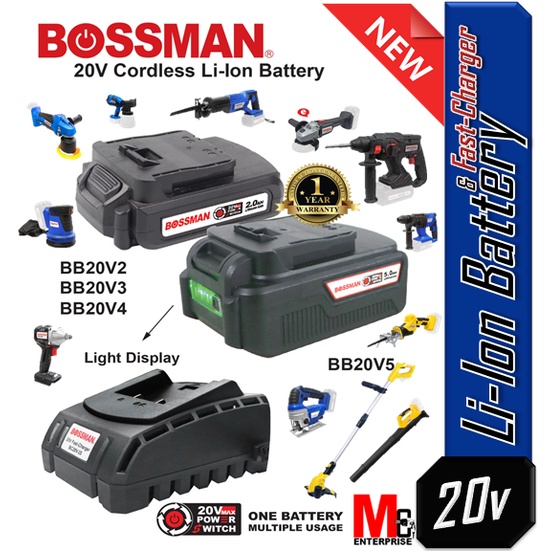BOSSMAN 20v Cordless Li-Ion Battery & Fast-Charger | Shopee Malaysia