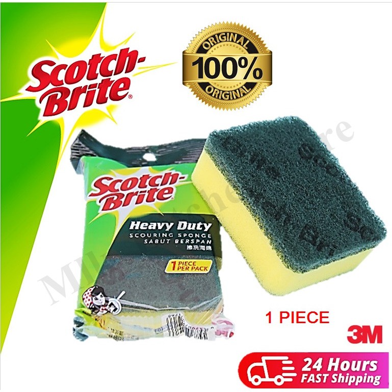 MLK 3M SCOTCH BRITE SCOURING SPONGE 1PCS DISH WASH CLEANING SPAN BASUH ...