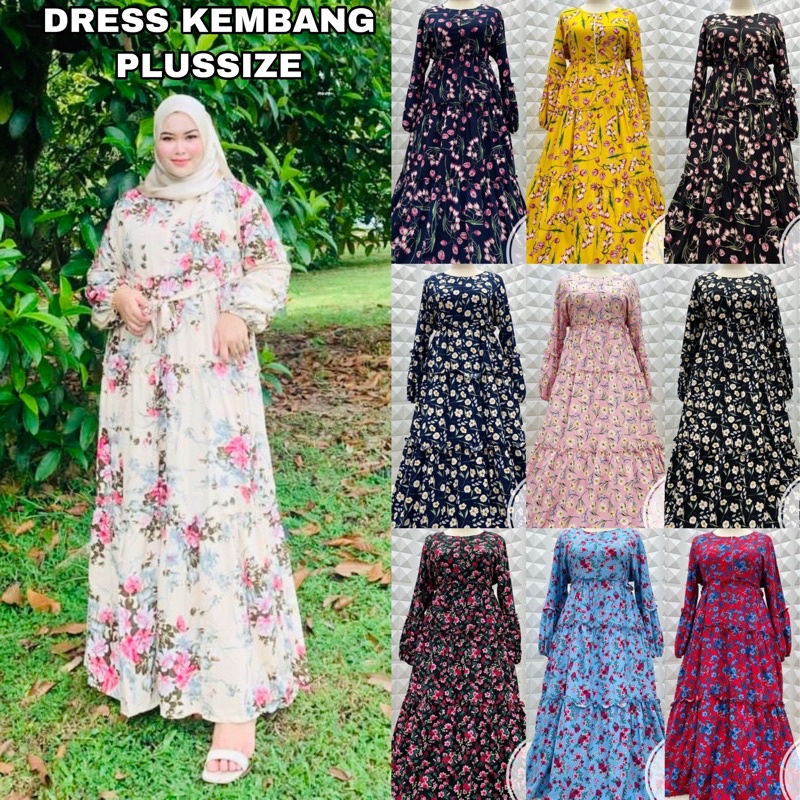 🔥🔥 HOT SELLING DRESS PLUSSIZE🔥🔥DRESS KEMBANG PLUSSIZE,DRESS SAIZ BESAR ...