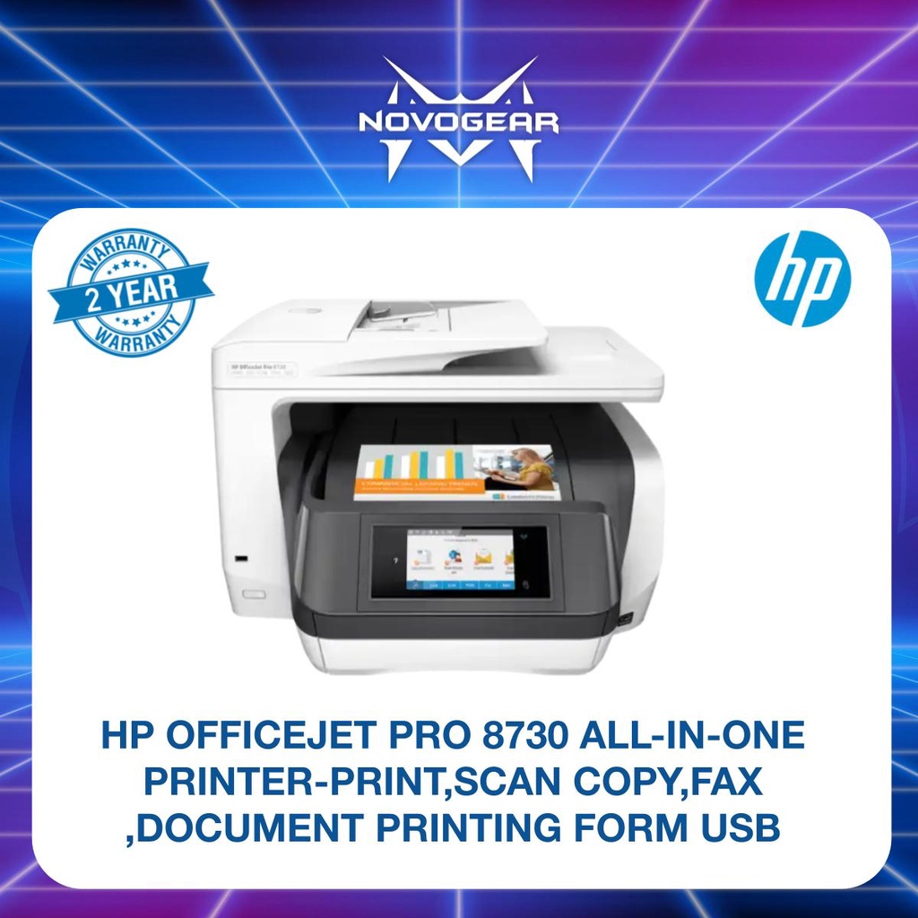 HP OFFICEJET PRO 8730 ALL-IN-ONE PRINTER-PRINT,SCAN COPY,FAX ,DOCUMENT PRINTING FORM USB ...