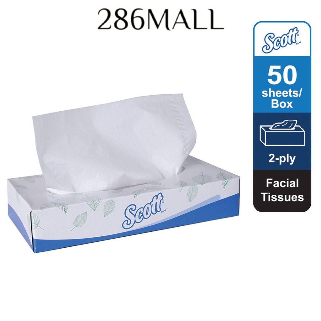 Scott® Facial Tissue 10631 – White, (1 box x 50 sheets) & 2 ply ...