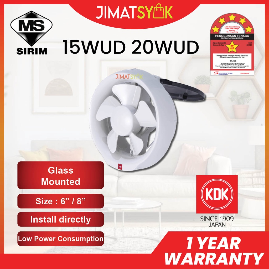 KDK Exhaust Fan 15WUD / 20WUD Glass Mount Propeller Ventilating Fan ...