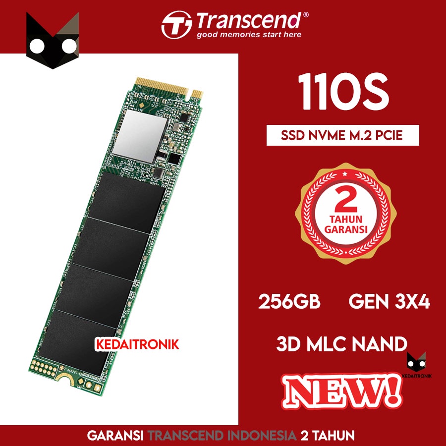 Original!! Ssd 256GB Transcend PCIE NVME Nand 110S GEN 3X4 3D Nand ...