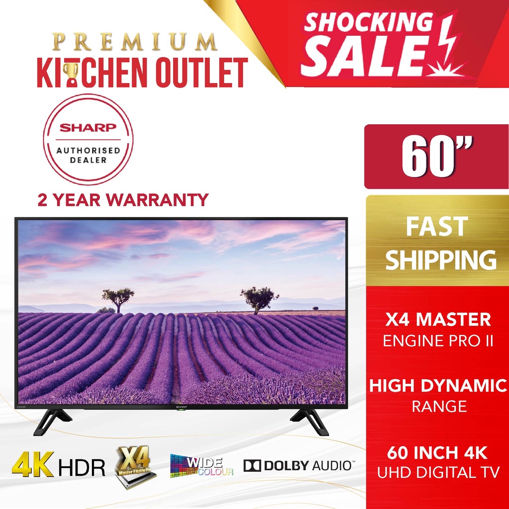 Sharp 60 Inch 4K UHD Digital AQUOS TV | 4TC60CH1X | Shopee Malaysia