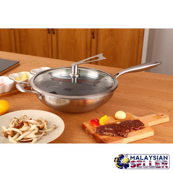 gb 34CM COOKING PAN WOK - Kitchen Stainless Steel Cookware | Shopee ...