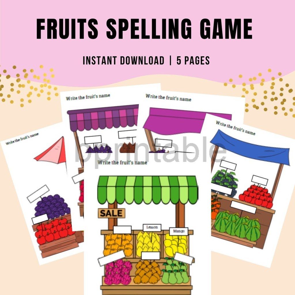 [PDF] 5 Sets of Fruits Spelling Name Printables, Buku Kanak Kanak, Buku ...