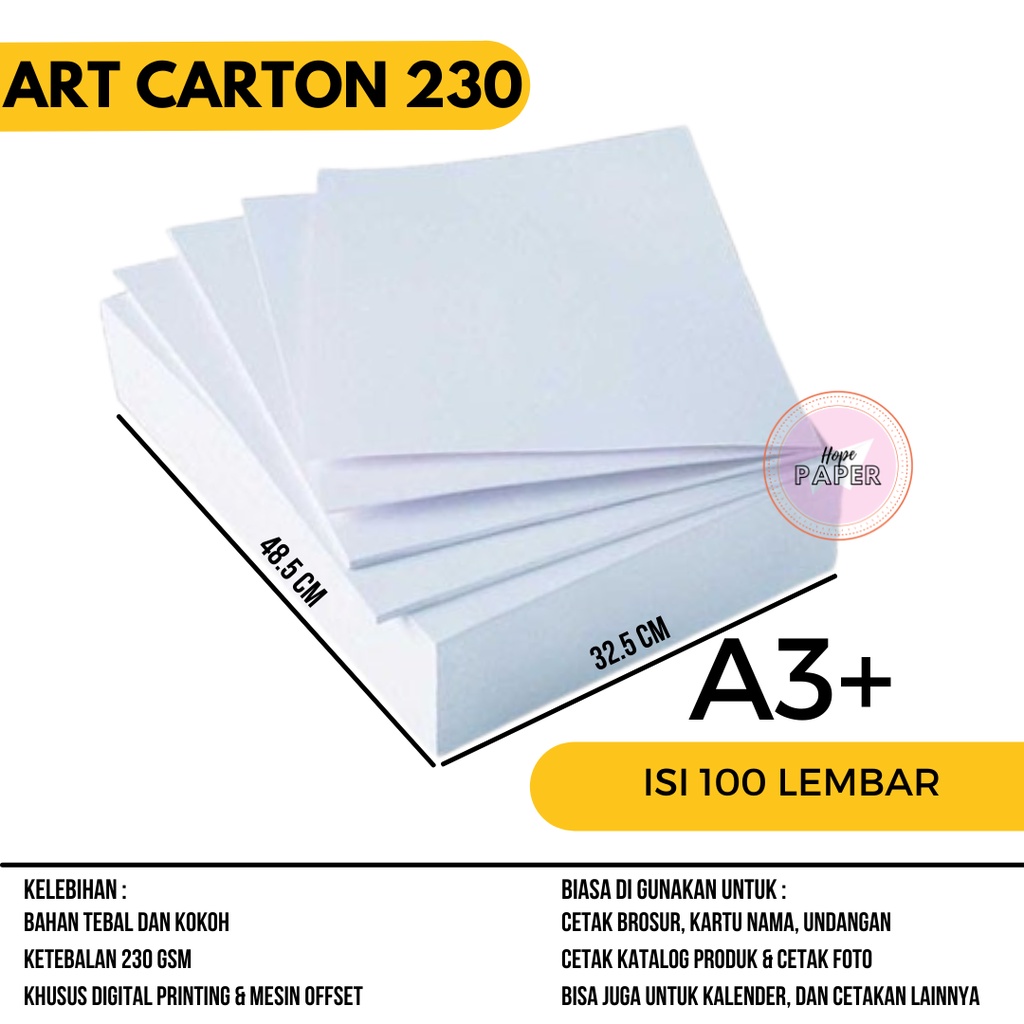 Art Paper Cardboard A3 Plus 230 gsm Contents 100 Sheets/Art Carton A3 ...