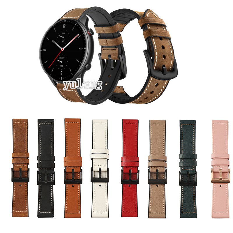 Genuine Leather Strap Silicone Watch Bands for Huami Amazfit GTR Mini ...