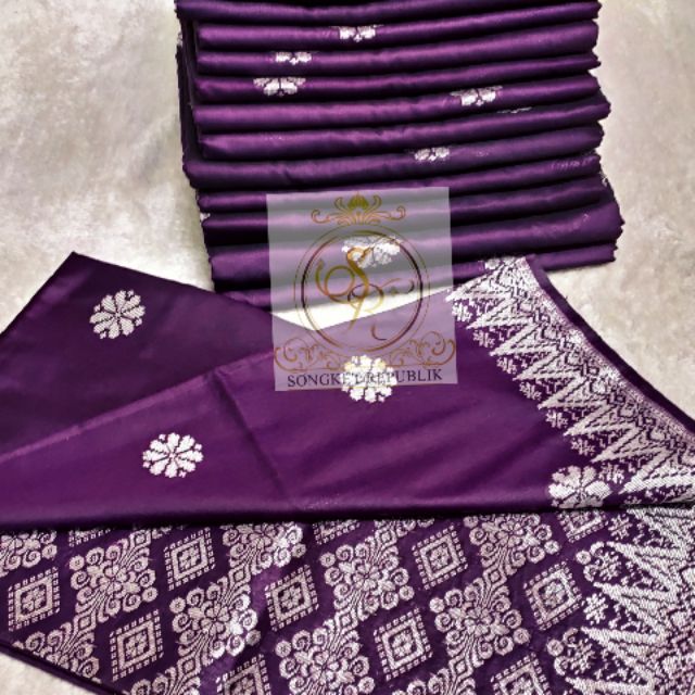 Songket Bunga Tabur Purple Manggis READY STOCK | Shopee Malaysia