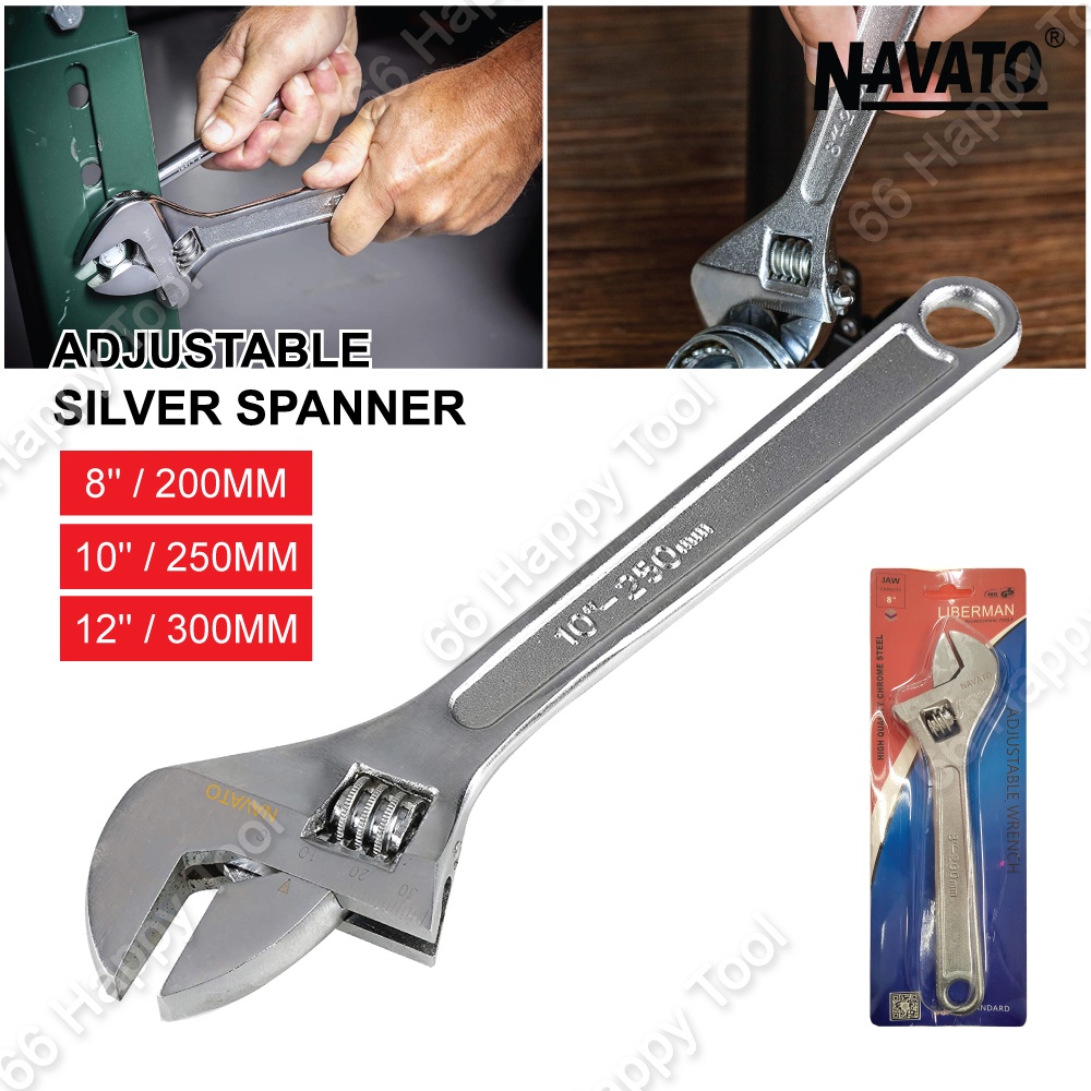 Navato 8"/10"/12" Silver Spanner Wrench Adjustable Scale Spana Hidup ...