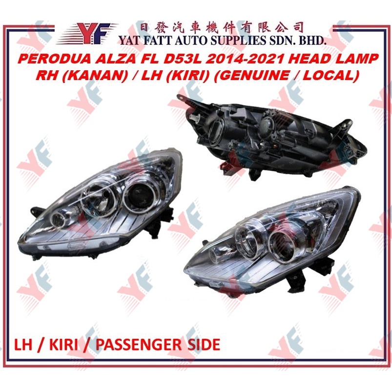PERODUA ALZA FL D53L 2014-2021 HEAD LAMP RH (KANAN) / LH (KIRI ...
