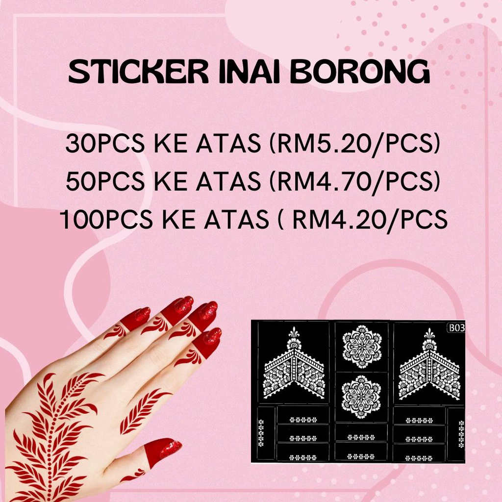 (BORONG) Sticker inai / Sticker Henna / Henna Stencil / Mehndi Stencil ...