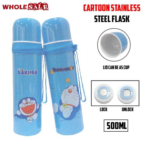 Cute Doraemon Stainless Steel Water Bottle Flask Insulation Cup 500ml ...