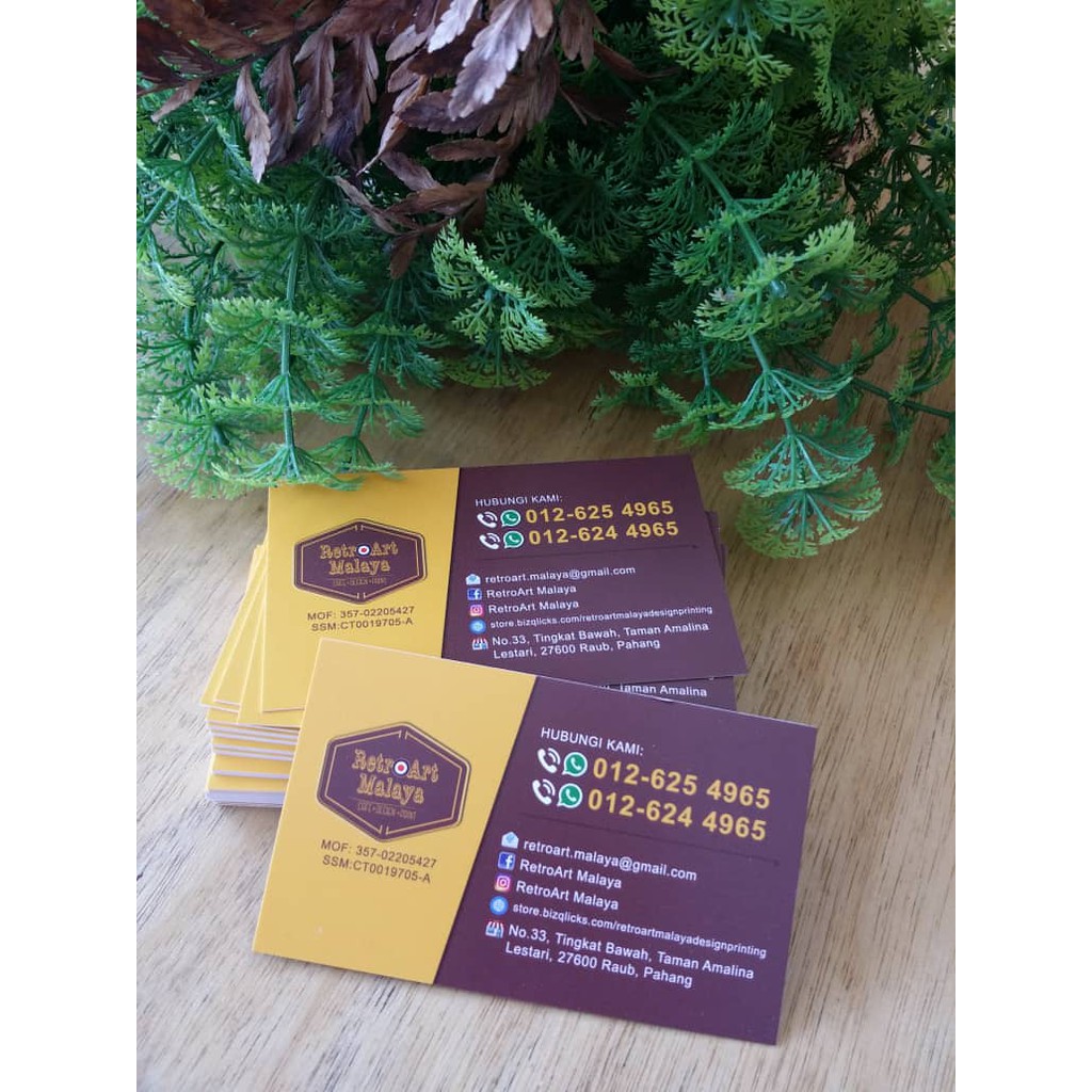 Business Card Full Color 250gsm +++Aqueous Coating | Shopee Malaysia