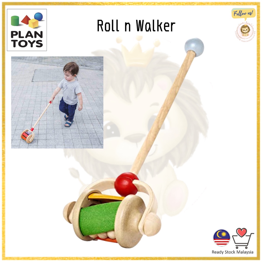 LionMeow PlanToys Wooden Roll n Walker Preschool Walk N Roll / Push and ...