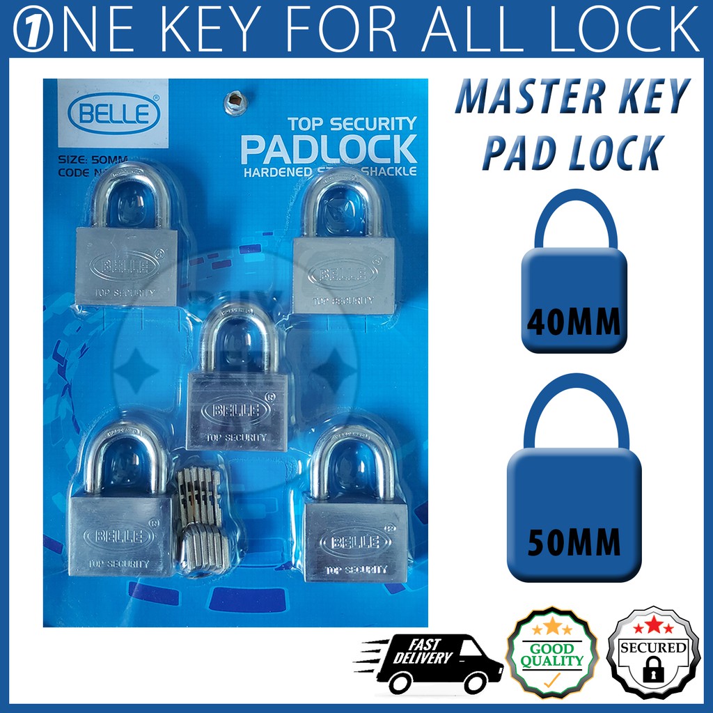 BELLE Master Key Pad Lock / Key Alike / 1 Key For All Lock / Mangga ...
