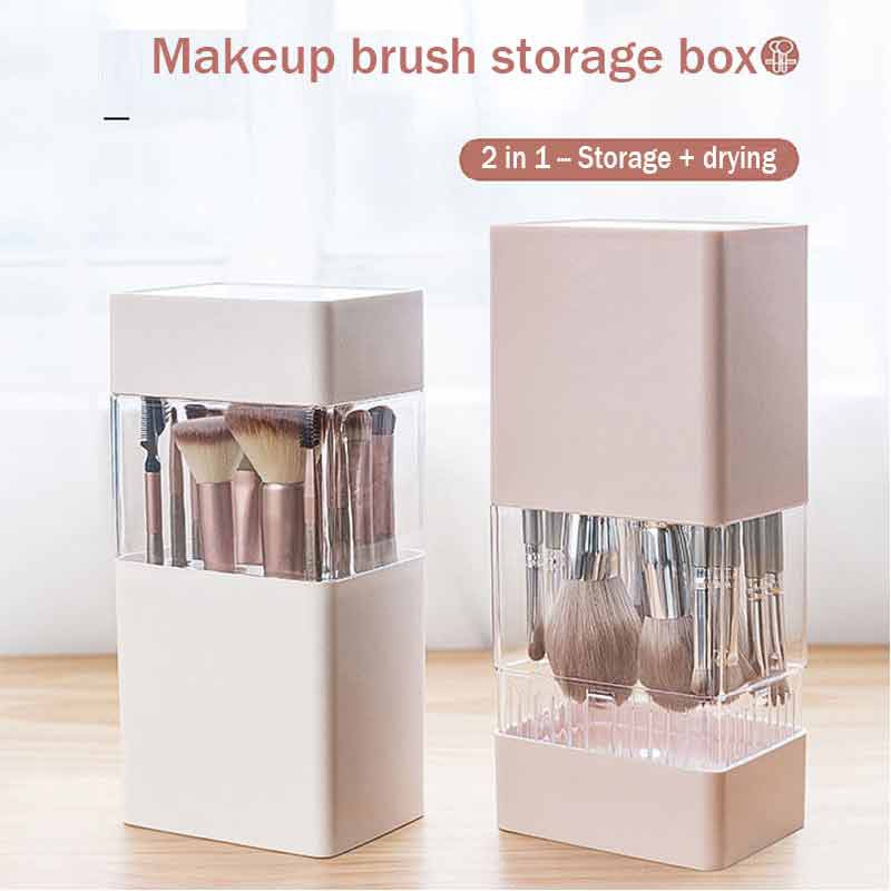 Ins dustproof makeup brush storage box 2 in1 drying + storage box ...