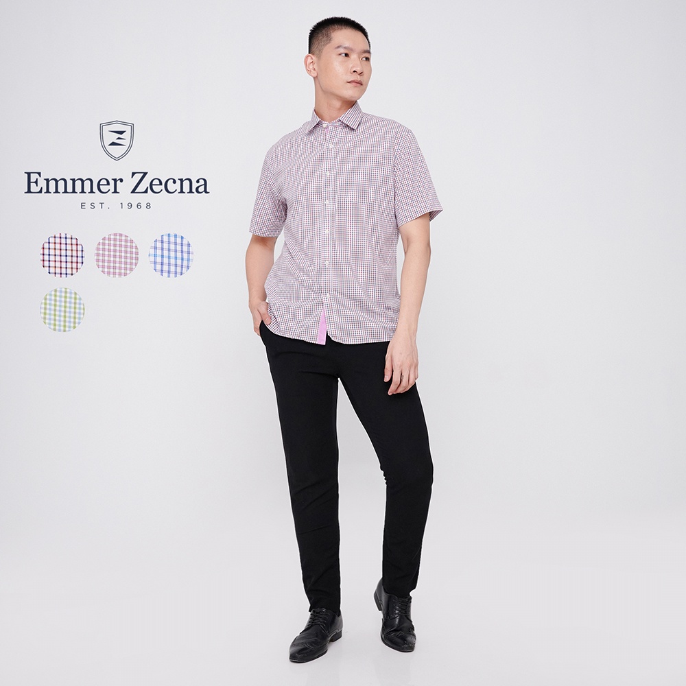 Emmer Zecna Men's Bamboo Mix Micro Fiber Regular Fit Check Short Sleeve ...