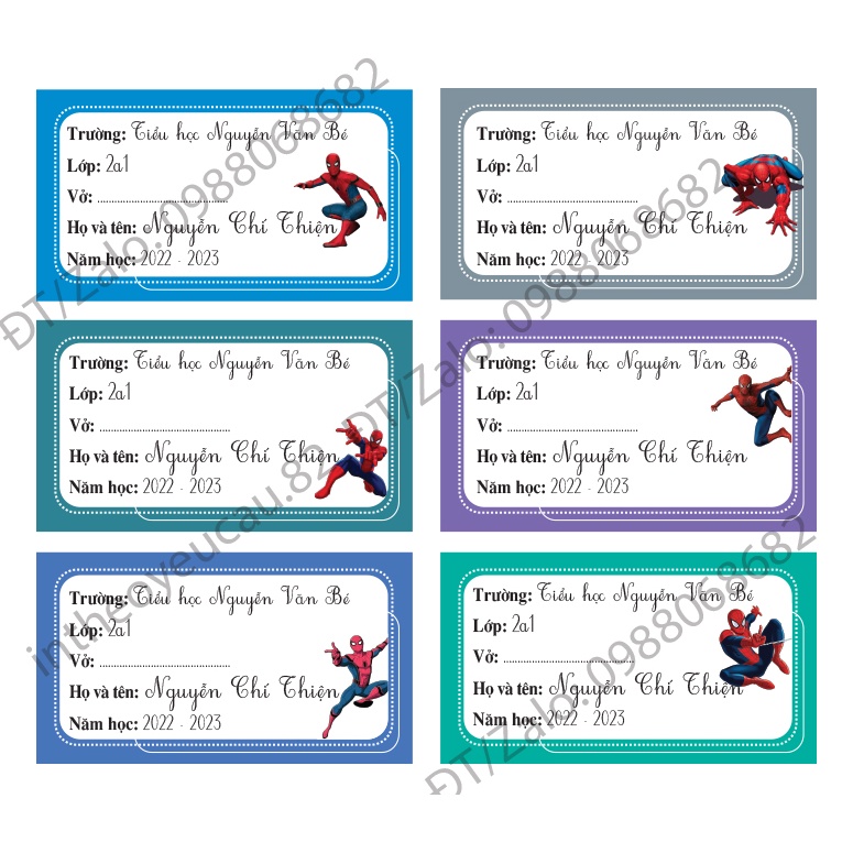 Spider-man superhero notebook labels combo of 20 printed on request ...
