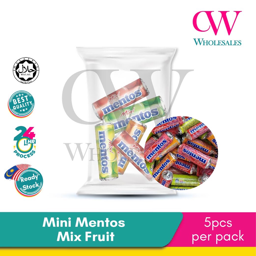 Mini Mentos Fruit Mix Flavour 5pcs mini roll Gula Gula Mentos | Shopee ...