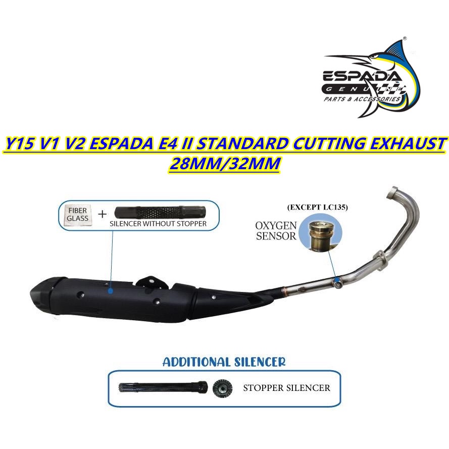 Y15ZR Y15 V1 V2 ESPADA E4 II STD STANDARD CUTTING EXHAUST EKZOS [ 28MM/30MM/32MM ] | Shopee Malaysia