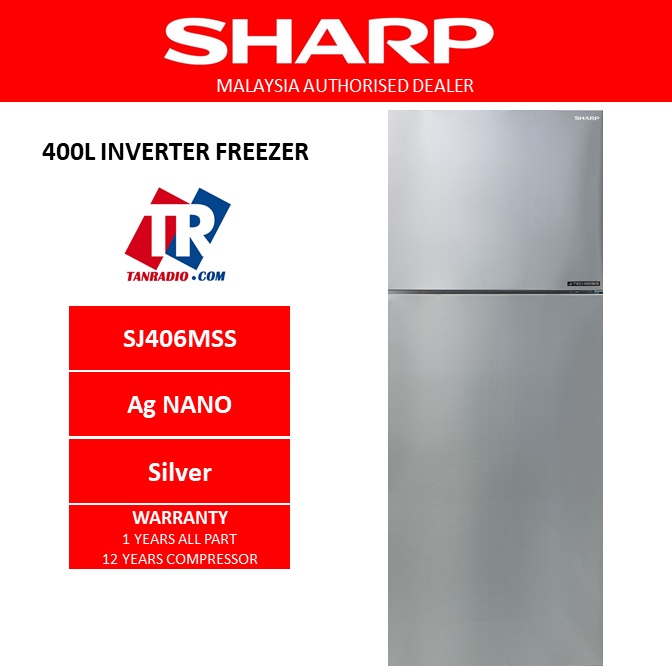 SHARP Inverter Refrigerator 2 Door Fridge (400L) SJ406MSS | Shopee Malaysia