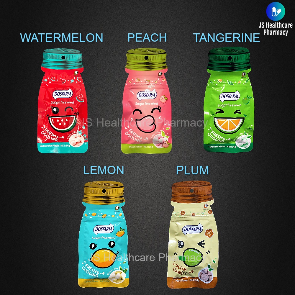 Dosfarm Sugar Free Mints Candy (Watermelon / Peach / Tangerine / Lemon ...