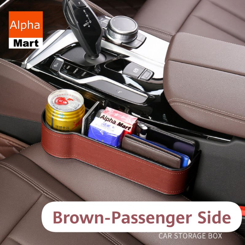 Alpha High Quality Leather Premium Car Seat Box Storage Car Seat Side ...