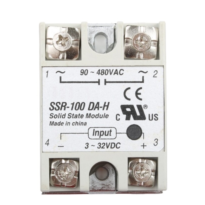 Semiconductor relay SSR-100DA-H converts voltage from 3-32VDC to 90 ...