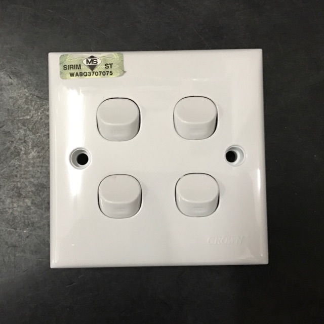 Crown 10A 250V AC 4 Gang 1 Way Flush Switch | Shopee Malaysia