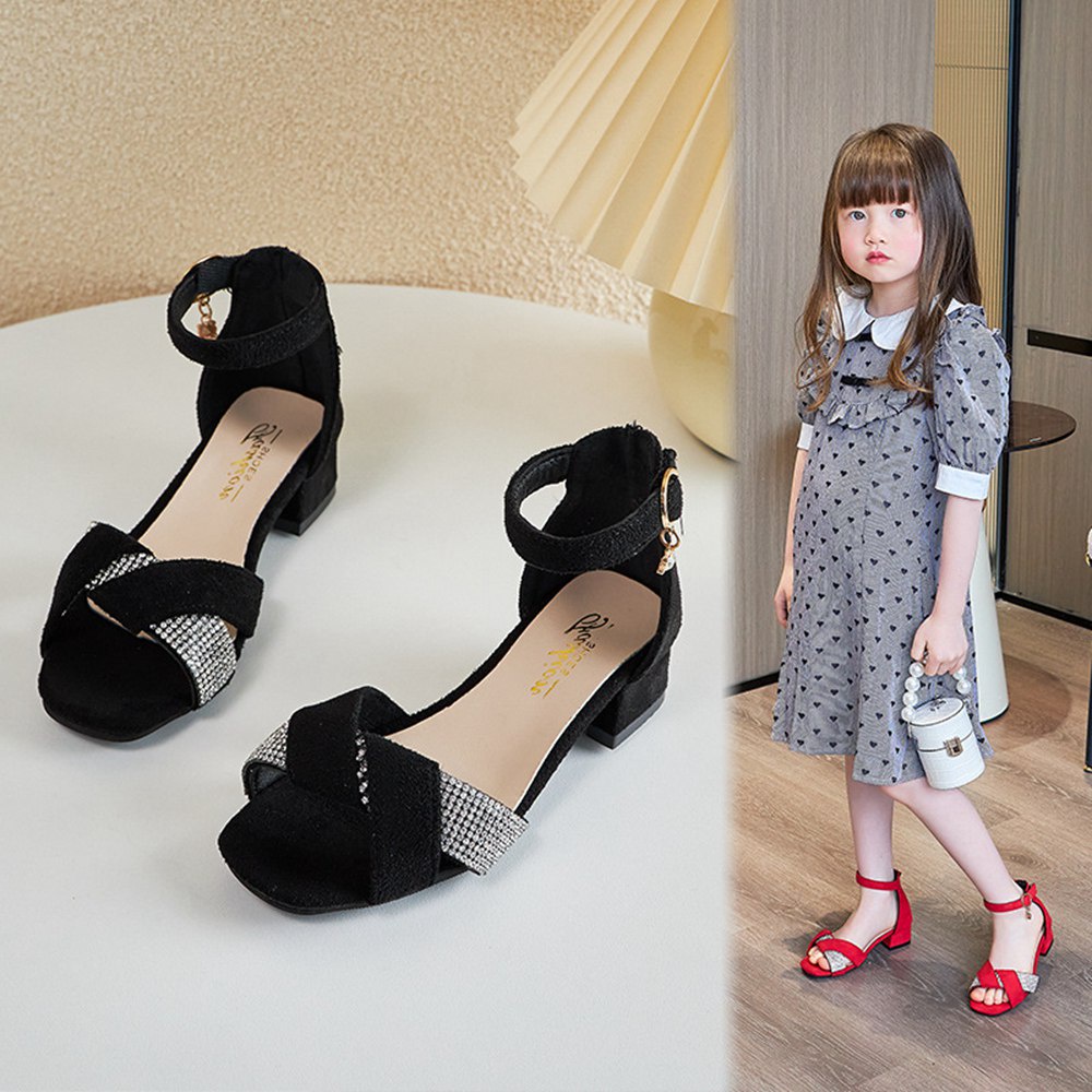 5-16Yrs Princess Shoes Sandals Bling Diamond Kids Girls Sandals Shoes ...