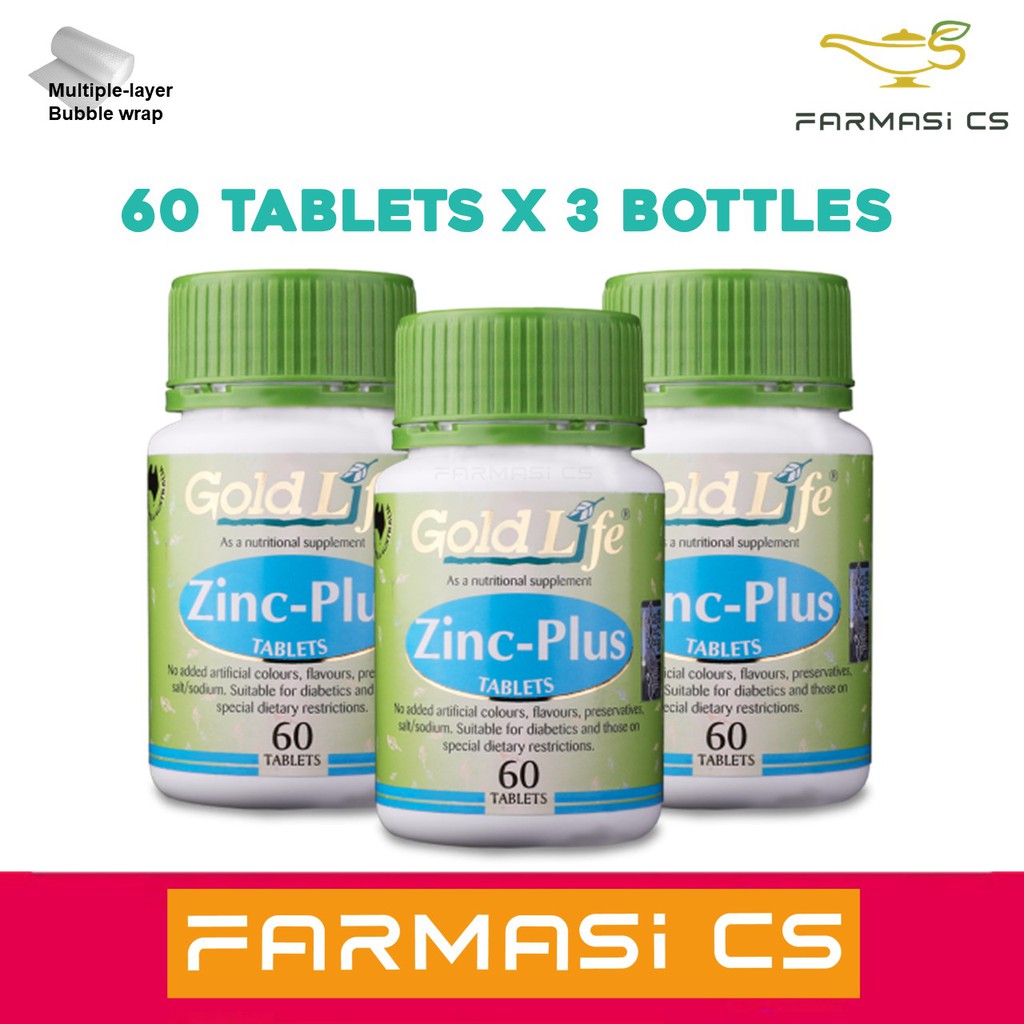 Gold Life Zinc - Plus 60 tablets x 3 bottles ( TRIPLE ) EXP:04/2027 ...
