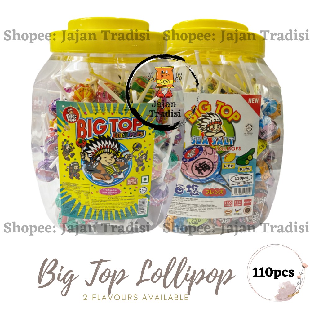 BIG TOP LOLLIPOP [110'S] MIXED FRUIT/ SEA SALT FOR DOOR GIFT/ PARTY ...
