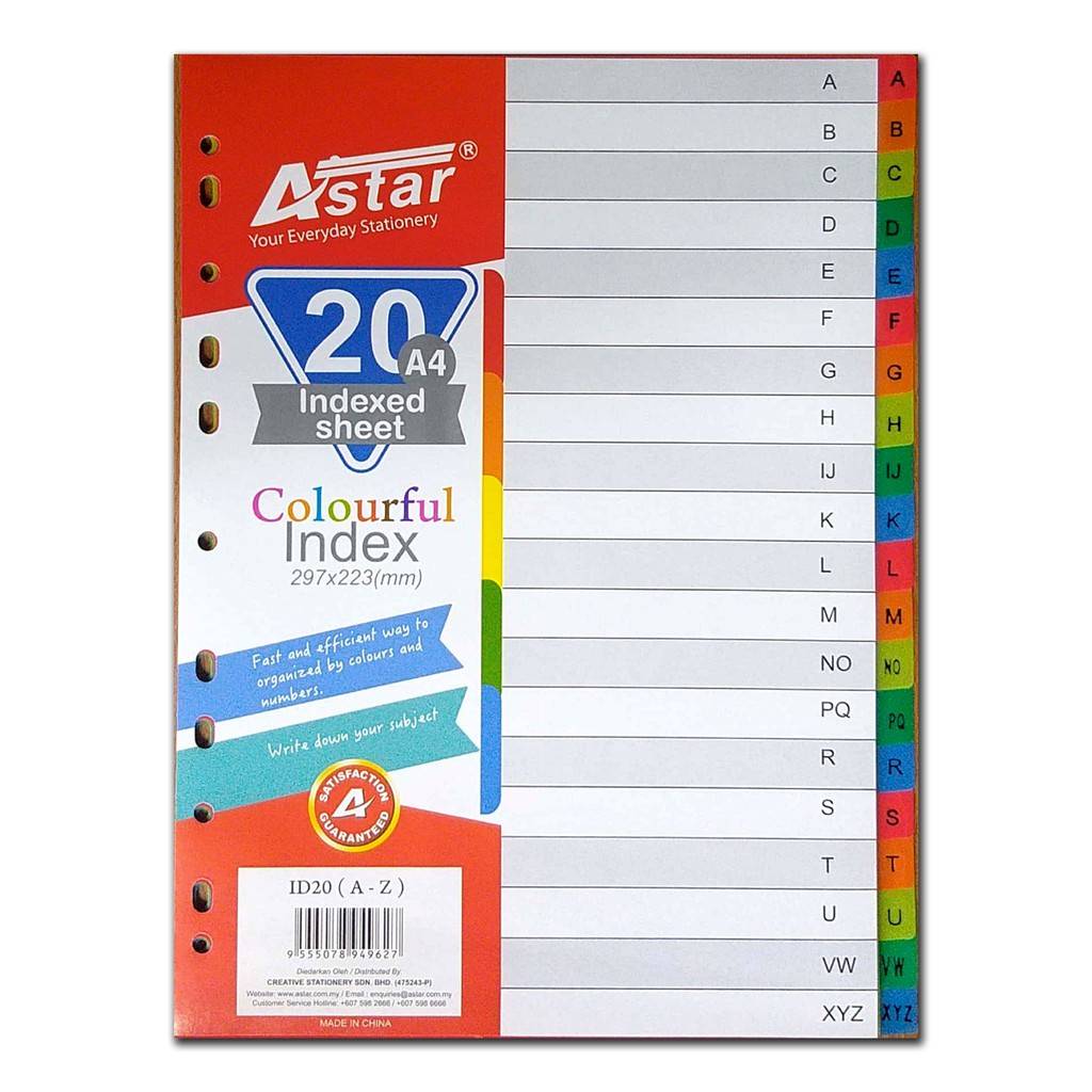 ASTAR INDEX DIVIDER A-Z (PVC) | Shopee Malaysia