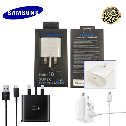 SAMSUNG NOTE 10 SUPER FAST CHARGING TRAVEL ADAPTER 3 PIN PLUG, 2 IN 1 ...