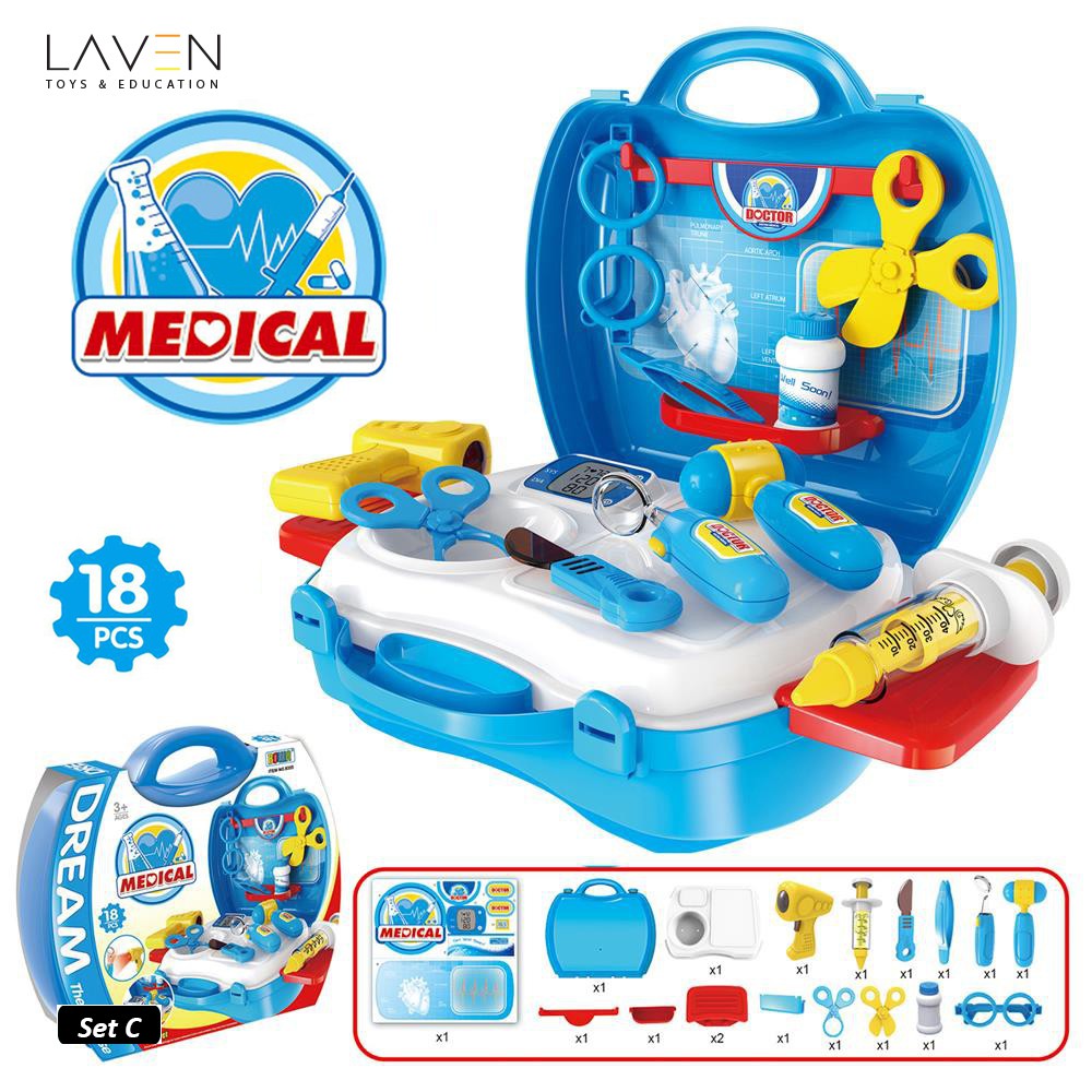 Laven Pretend Play Kids Toy Box Set C: Medical Playset (18pcs) | Shopee ...