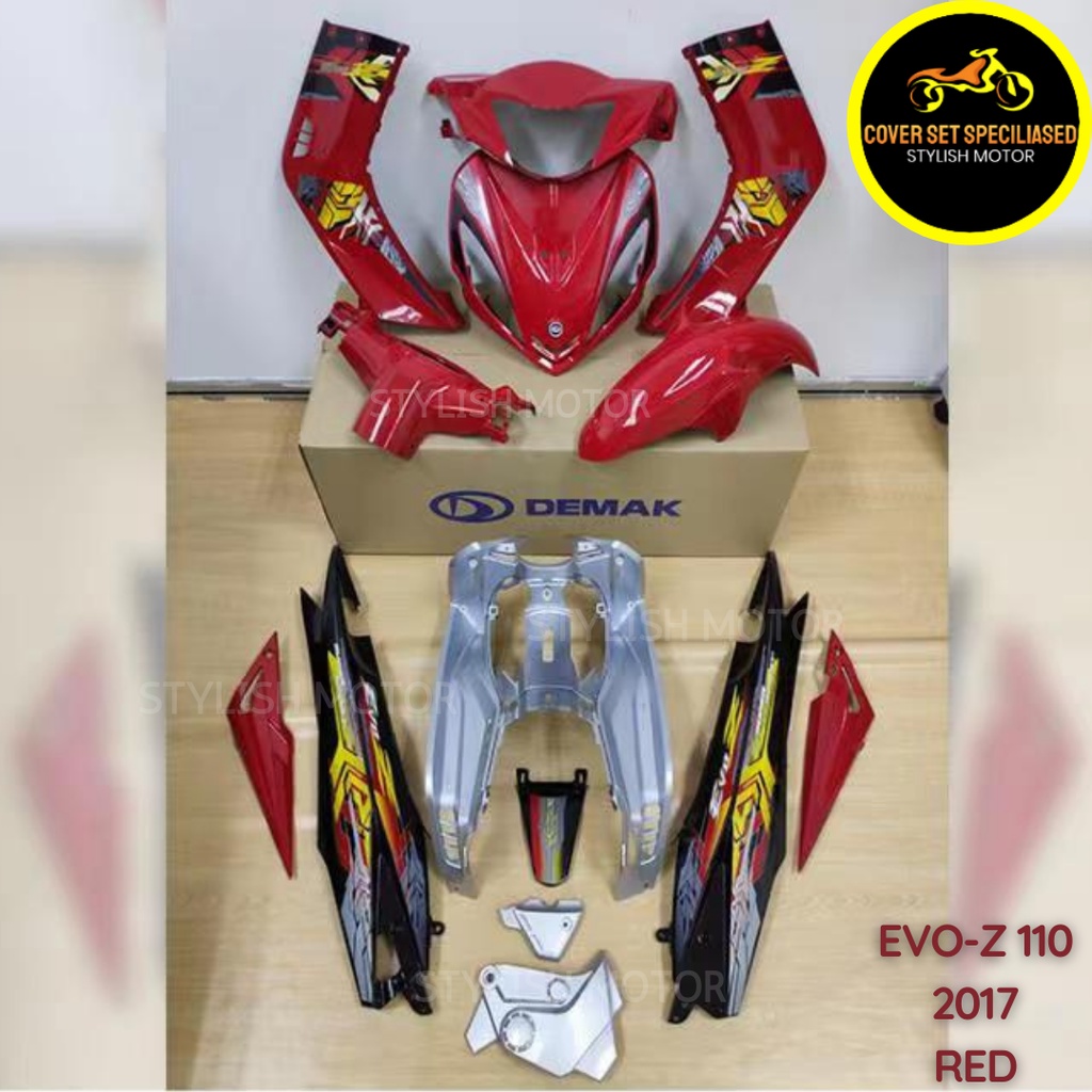 [FREE STICKER] ORIGINAL DEMAK COVER SET EVO-Z 110 2017 RED | Shopee Malaysia