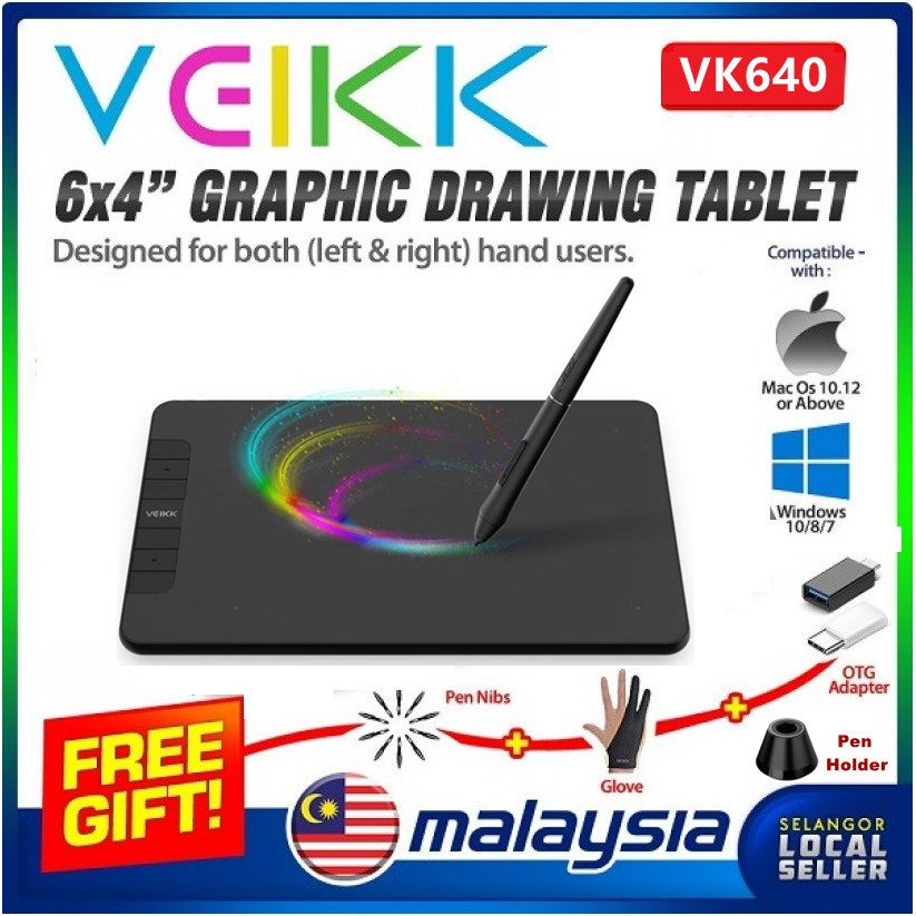 VEIKK VK640 6 x 4 inch Drawing Tablet Online Teaching Study With Tilt ± ...