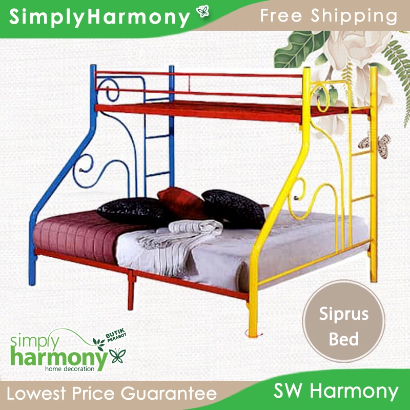 SHSB Siprus Single Size / Metal Bed / Katil Kayu + Besi / Double Decker ...