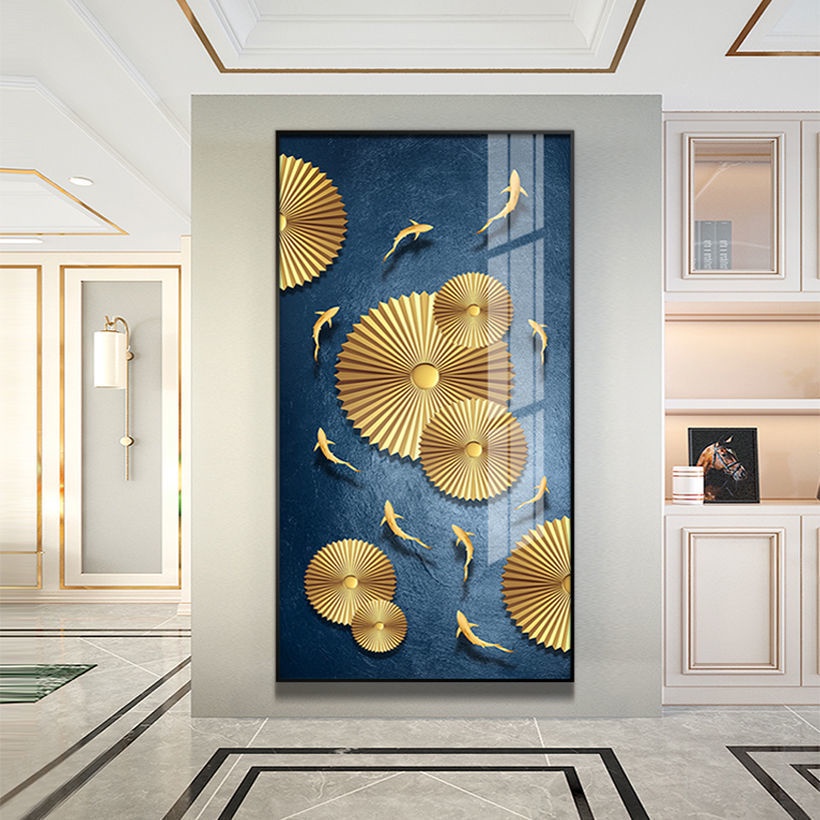 Nine Fish Pictures Chinese Style Money-Lucky Entrance Decorative ...